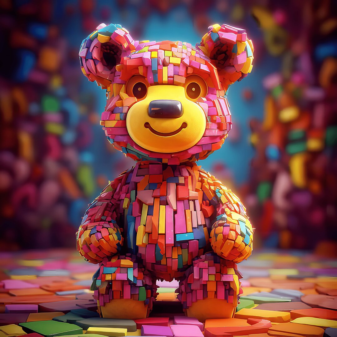 Bruno the Colorful Bear Kids Posters Posters Nursery - Etsy