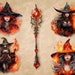 Fire Witch Clipart Set, Red Witch Clipart, Commercial Use Clip Art, 22 ...