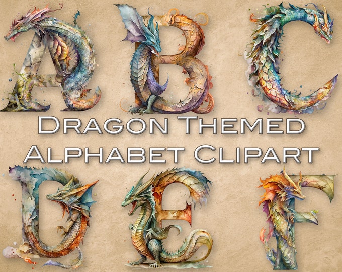 Dragon Letter Clipart, Transparent PNG, Instant Download, Dragon ...