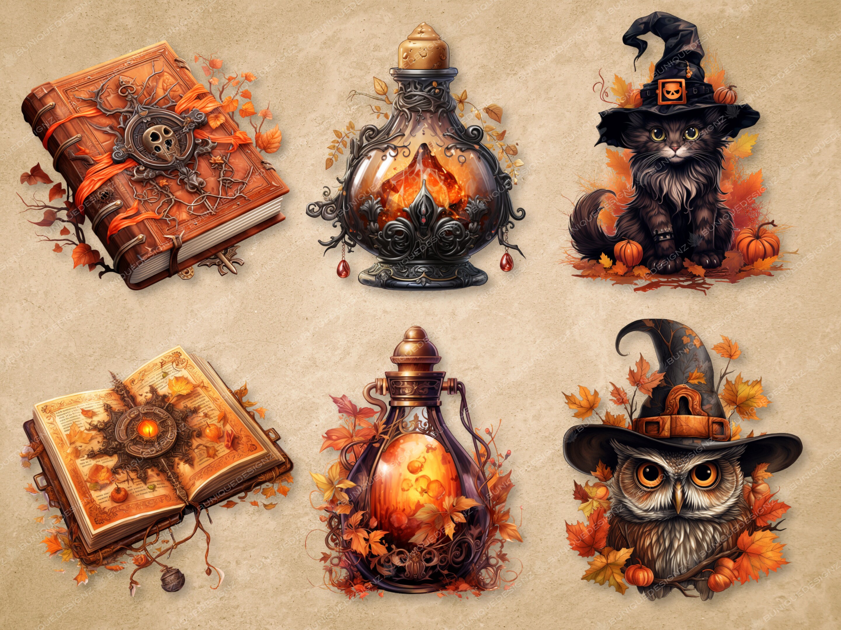Fall Autumn Witch Clipart Bundle, Autumn Illustrations Clip Art ...