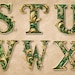 Regal Green & Gold Alphabet Clipart Bundle, Art Nouvea Letters ...