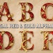 Regal Red & Gold Alphabet Clipart Bundle, Art Nouvea Letters ...