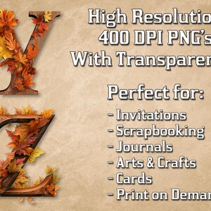 Fall Autumn Alphabet Clipart Bundle, Autumn Leaves Typography, Full ...