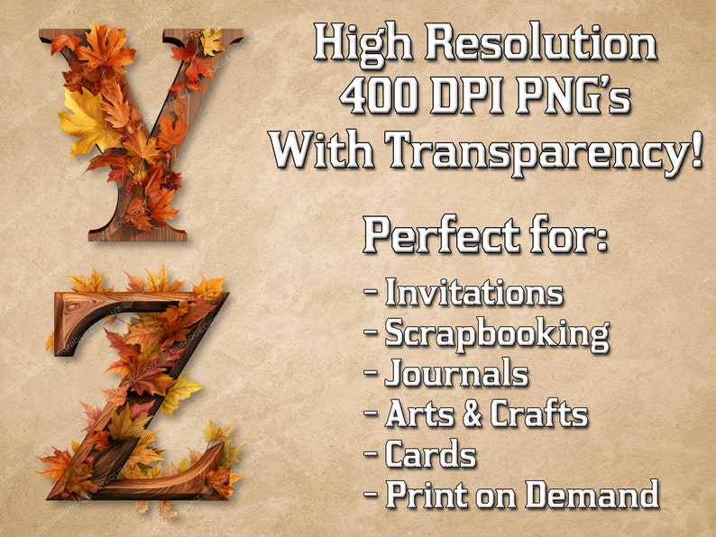 Fall Autumn Alphabet Clipart Bundle, Autumn Leaves Typography, Full ...