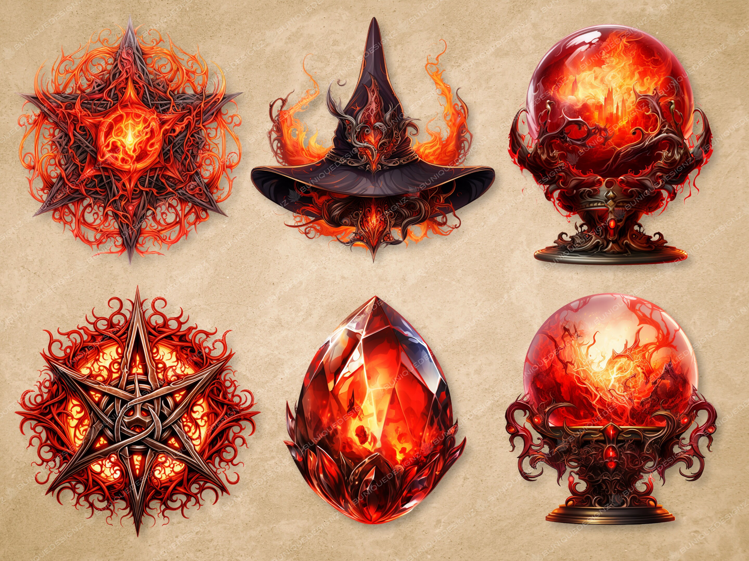 Fire Witch Clipart Set, Red Witch Clipart, Commercial Use Clip Art, 22 ...