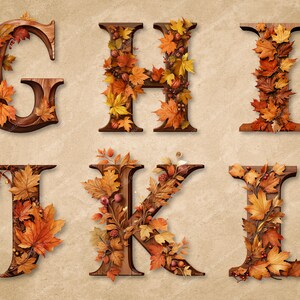 Fall Autumn Alphabet Clipart Bundle, Autumn Leaves Typography, Full ...