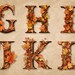 Fall Autumn Alphabet Clipart Bundle, Autumn Leaves Typography, Full ...