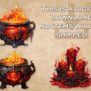 Fire Witch Clipart Set, Red Witch Clipart, Commercial Use Clip Art, 22 ...