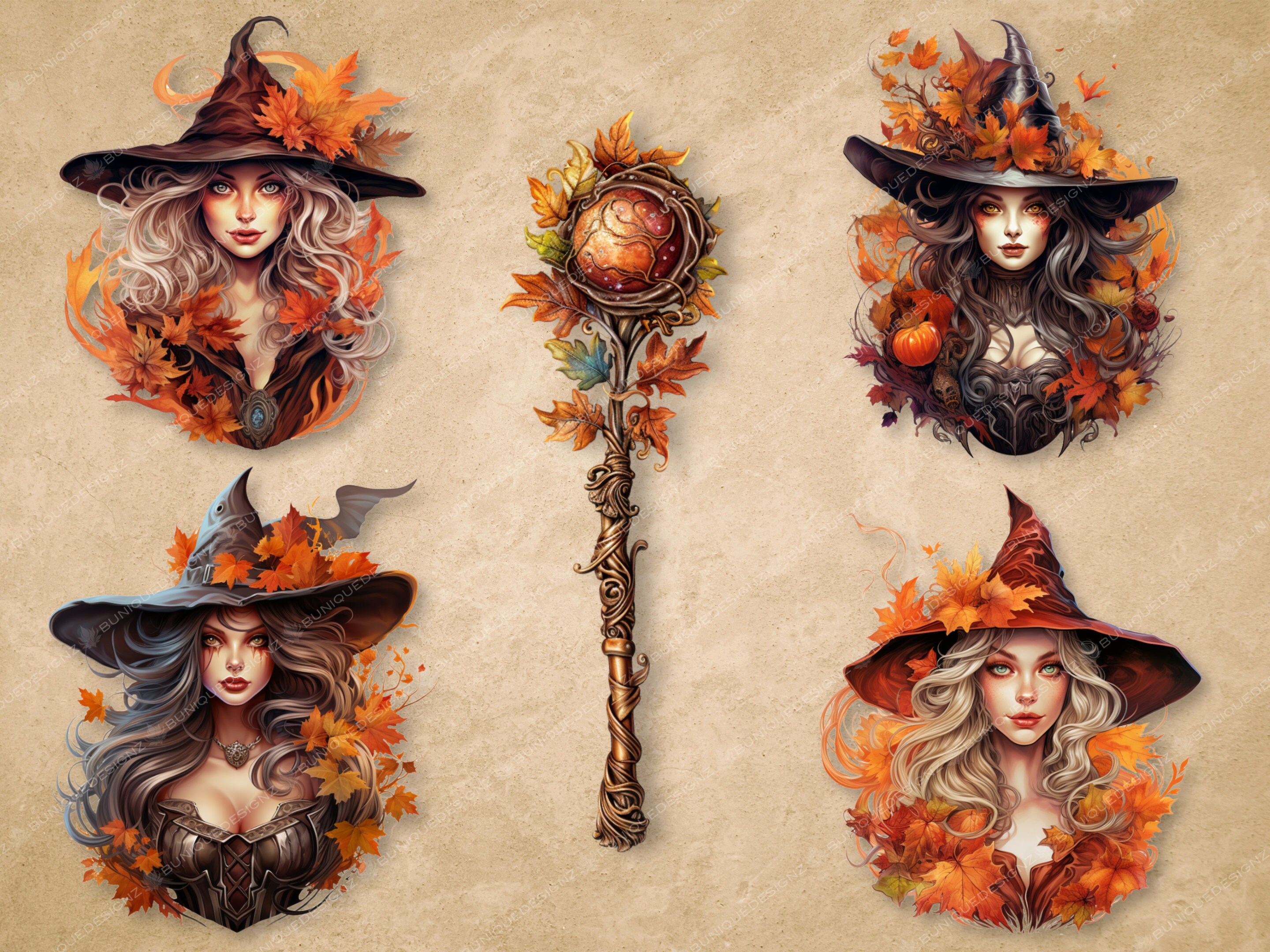Fall Autumn Witch Clipart Bundle, Autumn Illustrations Clip Art ...
