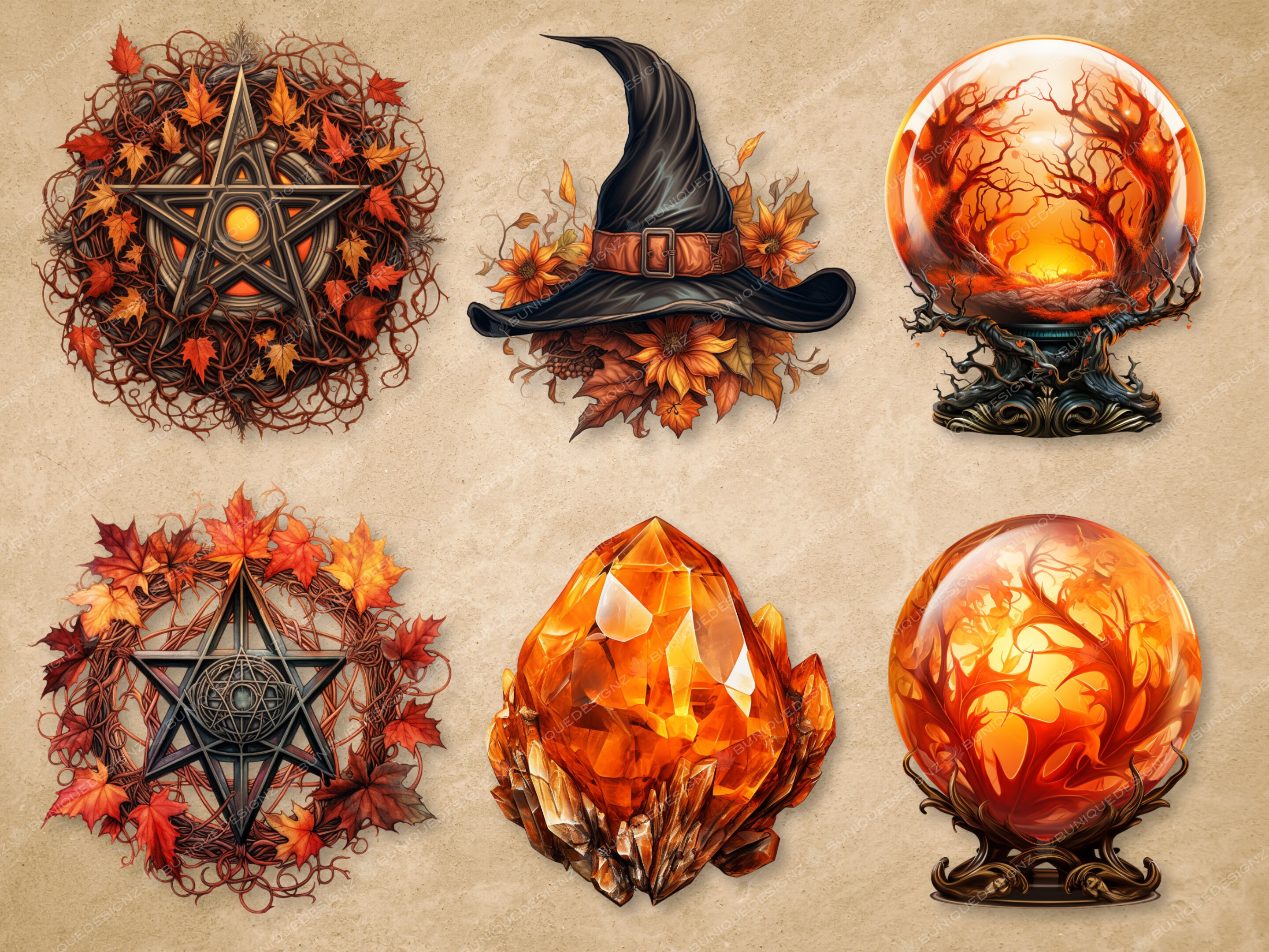 Fall Autumn Witch Clipart Bundle, Autumn Illustrations Clip Art ...