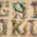 Dragon Themed Alphabet Clipart Watercolor Digital Print - Etsy