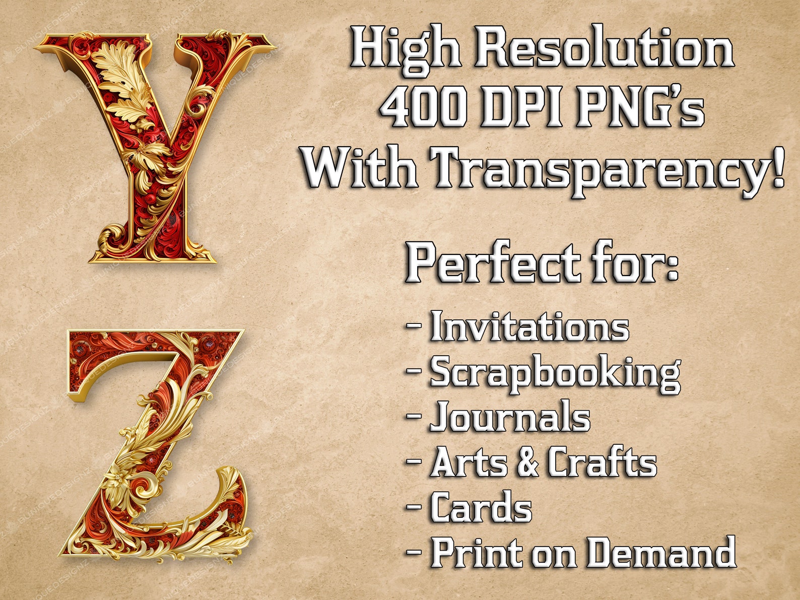 Regal Red & Gold Alphabet Clipart Bundle, Art Nouvea Letters ...