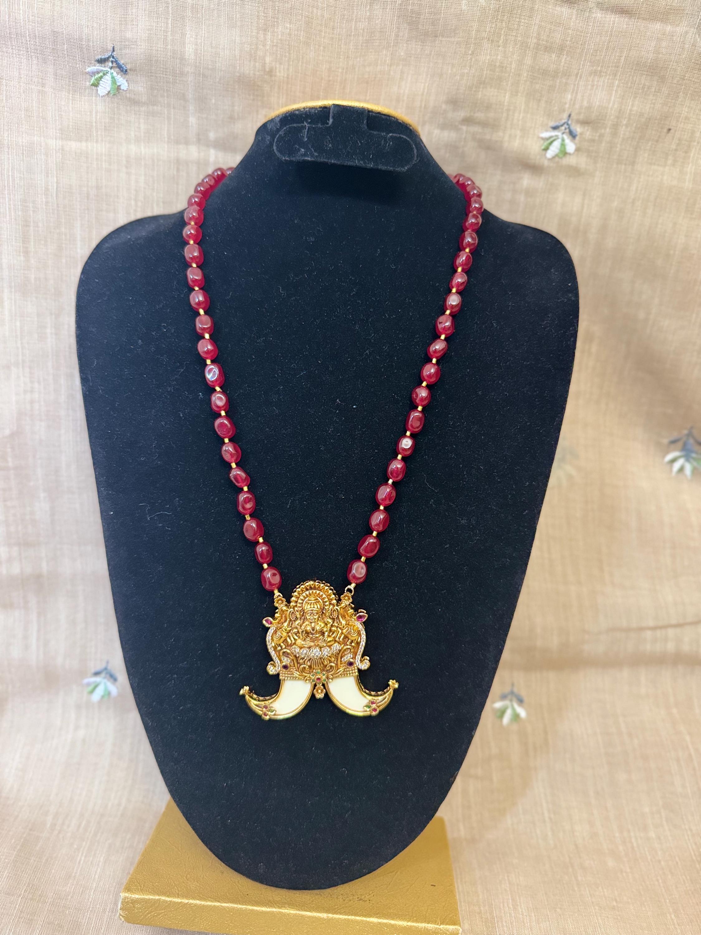 Puli Goru Long Necklace, Pearls, Gold Plated Elephant Pendant - Etsy