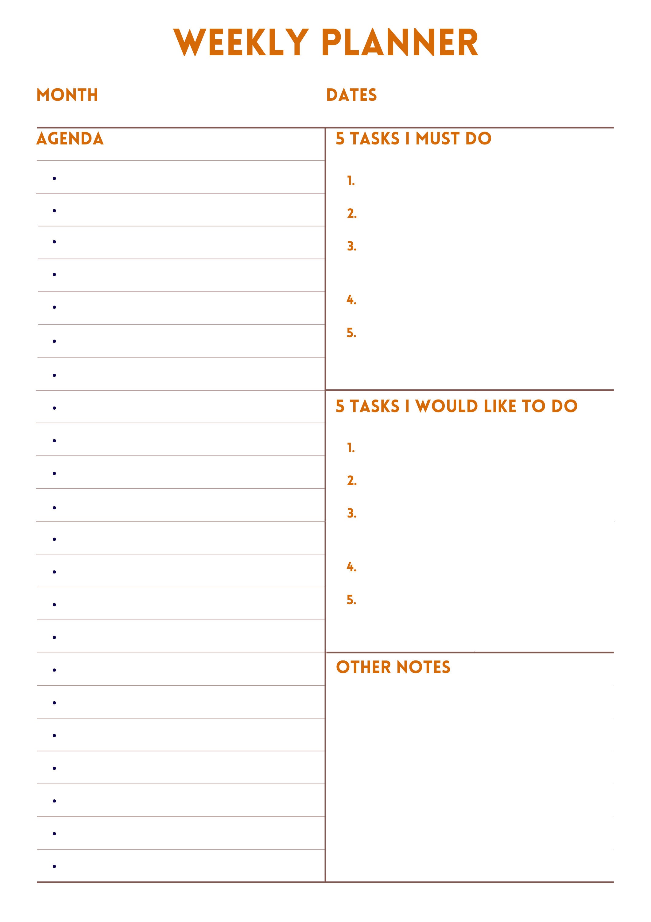Printable Weekly Planner Minimal and Focused - Etsy