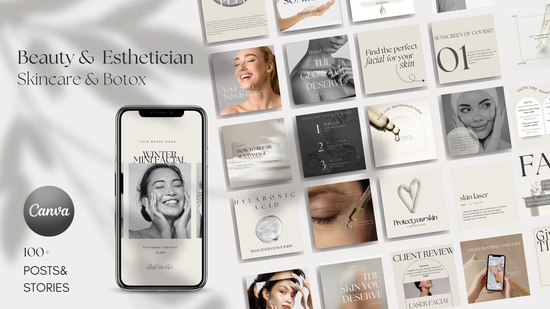 100+ Editable Customizable Canva Instagram Post Templates, for Skin ...