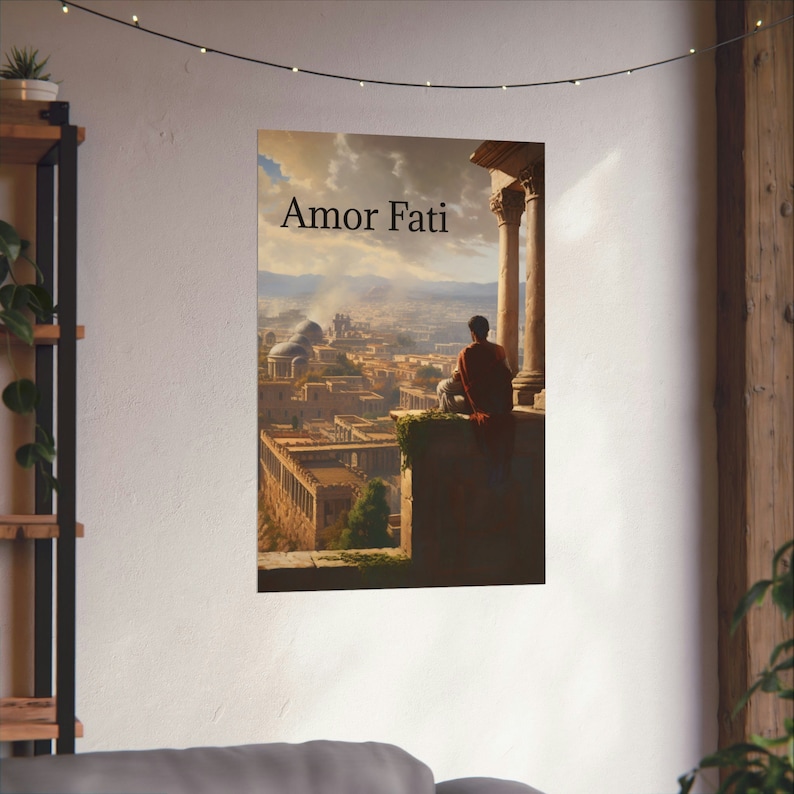 Amor Fati Stoic Poster Home Décor Art Print Roman Palace City View