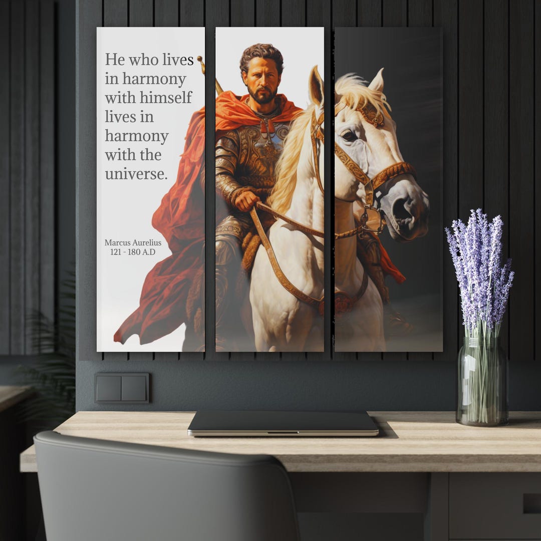 Marcus Aurelius Stoic Wall Art & Home Décor Acrylic Print Triptych With ...