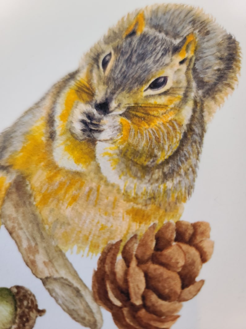 Squirrel in Fall mini Art Print 5x7, Cottagecore, Whimsical Art ...