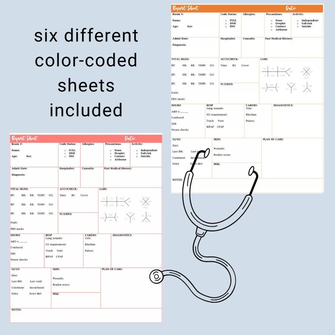 Nurse Report Sheet, Nursing Report Template, Nurse Shift Report, Nurse ...