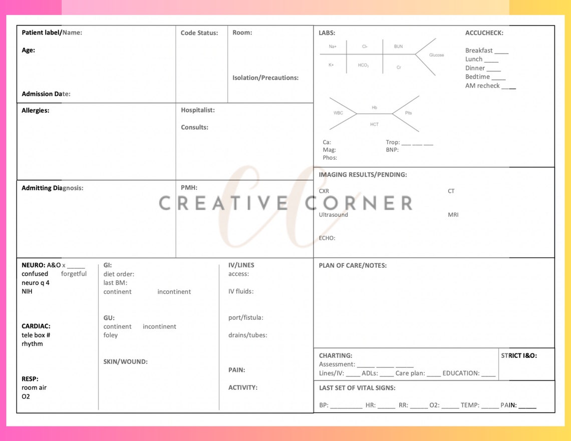 Nurse Report Sheet Report Sheet Nurse Nurse Report Sheet Medsurg Nurse ...