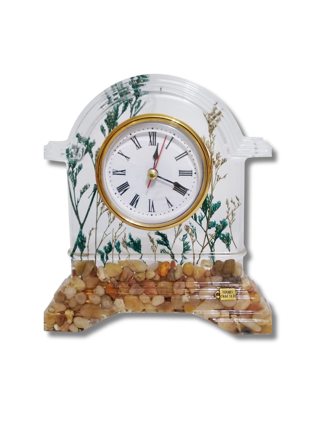 Artisanal Desk Clock Personalized Tabletop Timepiece W/ Vibrant Flowers ...