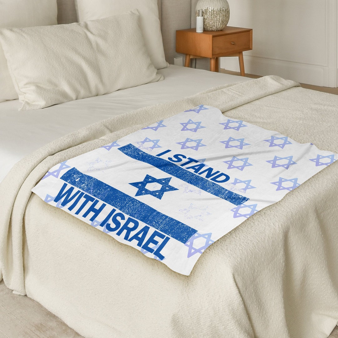 I Stand With Israel Support Blanket, Star of David Cozy Throw, Blue and ...