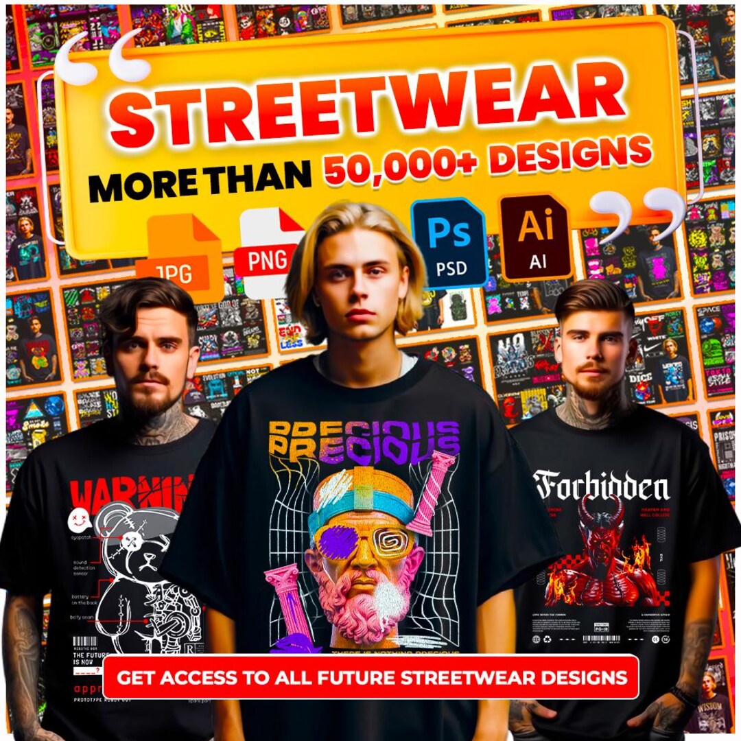 50,000 + Premium Streetwear Urban Style Design Bundle, Modern T-shirt ...