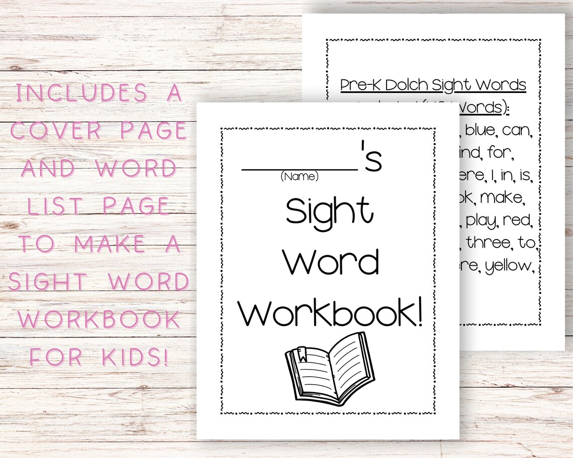 40 Sight Words Printable Worksheets Dolch Pre Primer Words Preschool ...