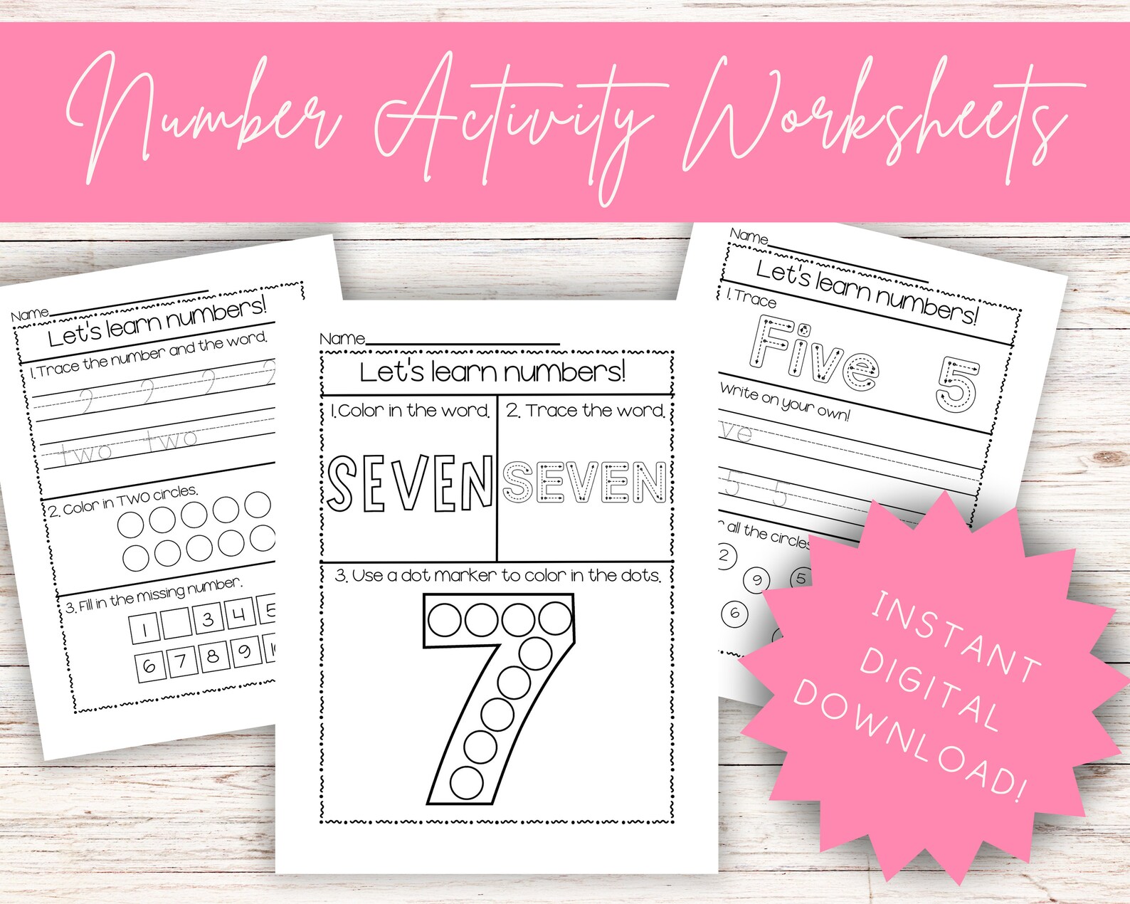 30 Number Dot Art Numbers Kindergarten Worksheets Practice Tracing ...