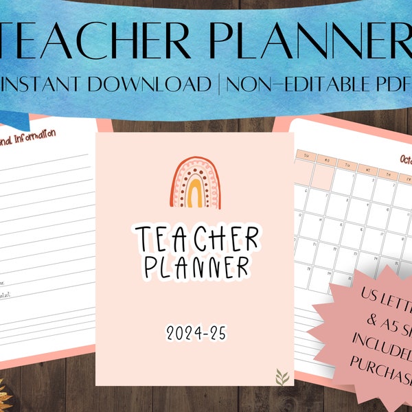 Boho Teacher Planner Printable, School Planner, Teacher Lesson Planner ...
