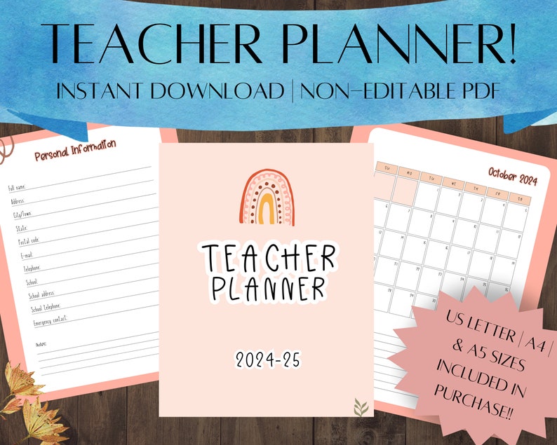 Boho Teacher Planner Printable, School Planner, Teacher Lesson Planner ...