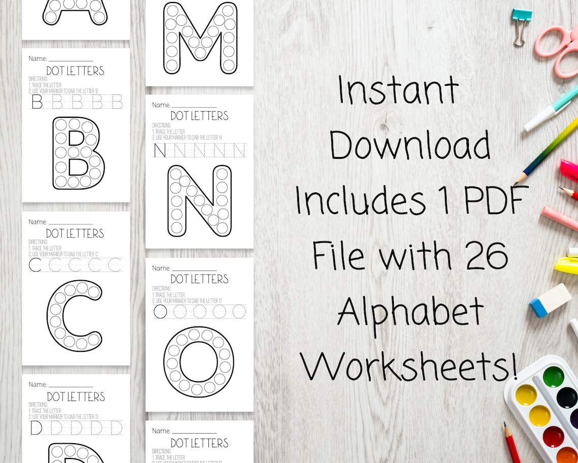 Alphabet Dot Letters Kindergarten Printables Worksheets Practice ...