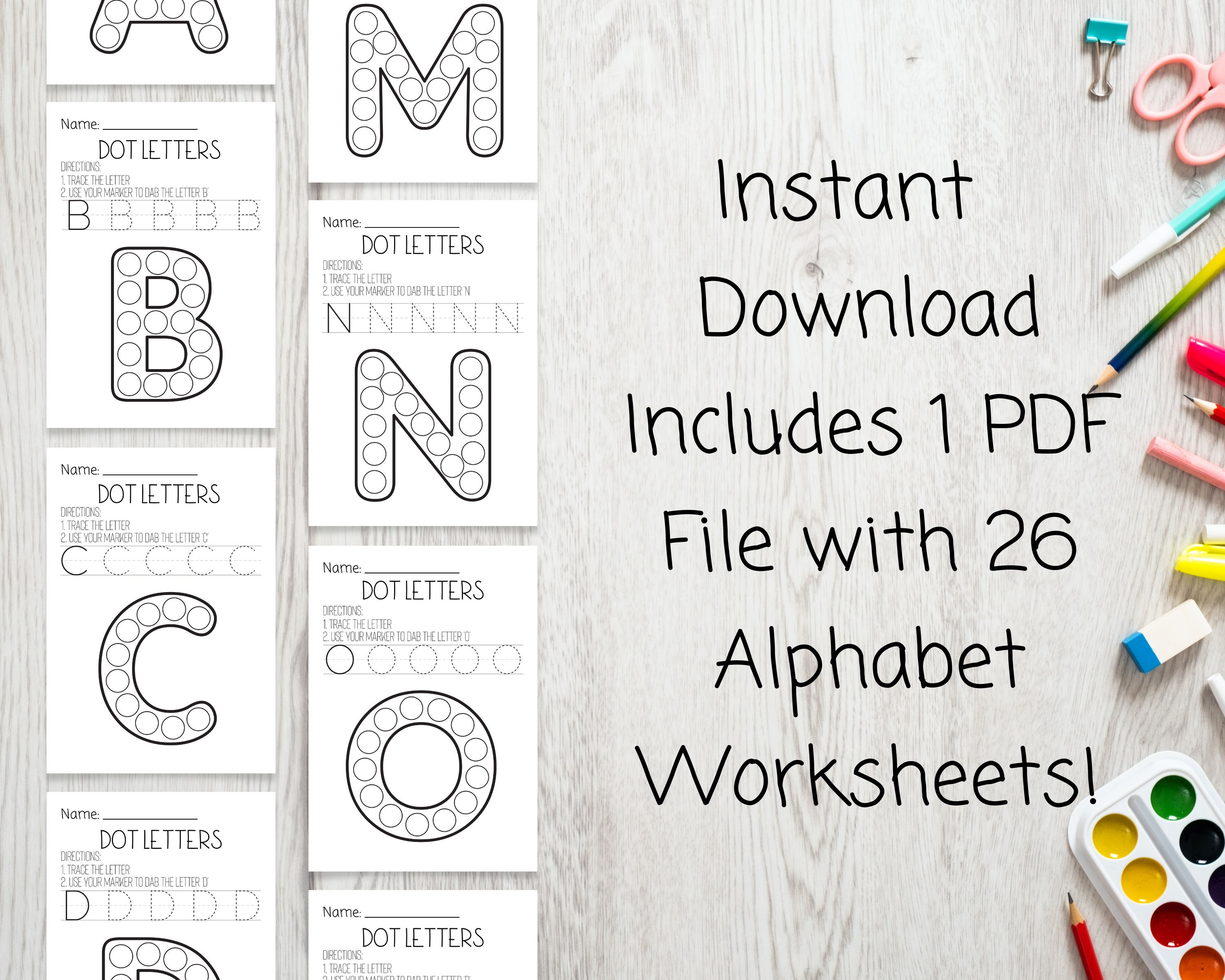 Alphabet Dot Letters Kindergarten Printables Worksheets Practice ...
