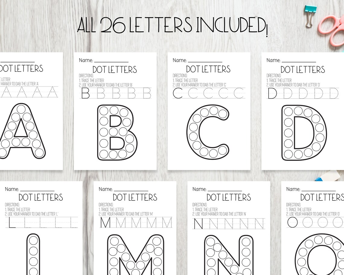 Alphabet Dot Letters Kindergarten Printables Worksheets Practice ...