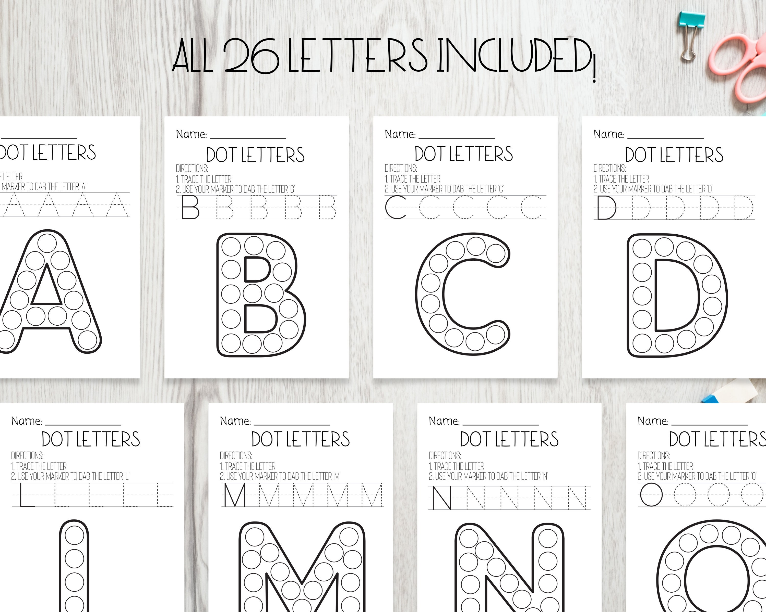 Alphabet Dot Letters Kindergarten Printables Worksheets Practice ...