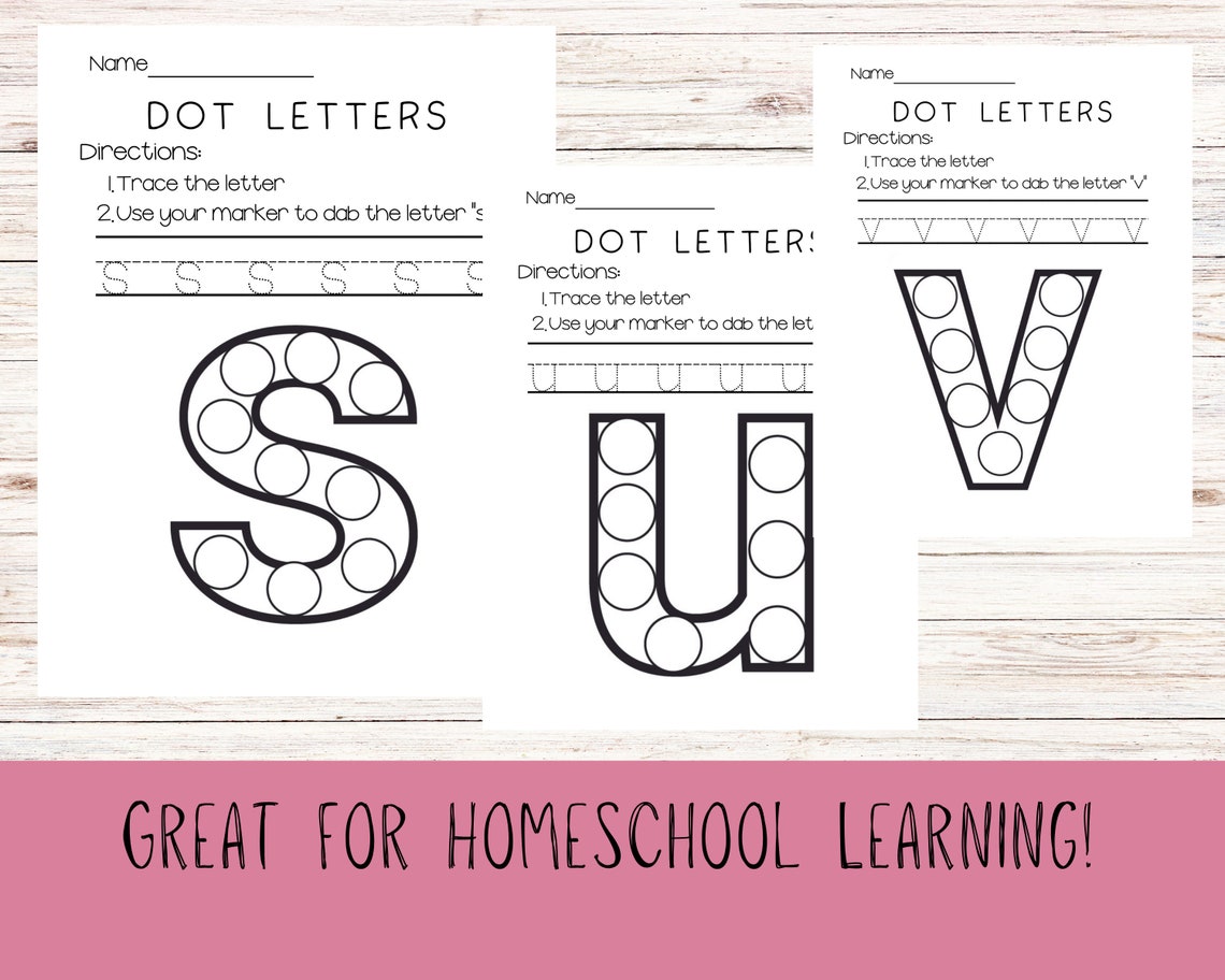 Alphabet Dot Art Letters Printables Worksheets Practice - Etsy