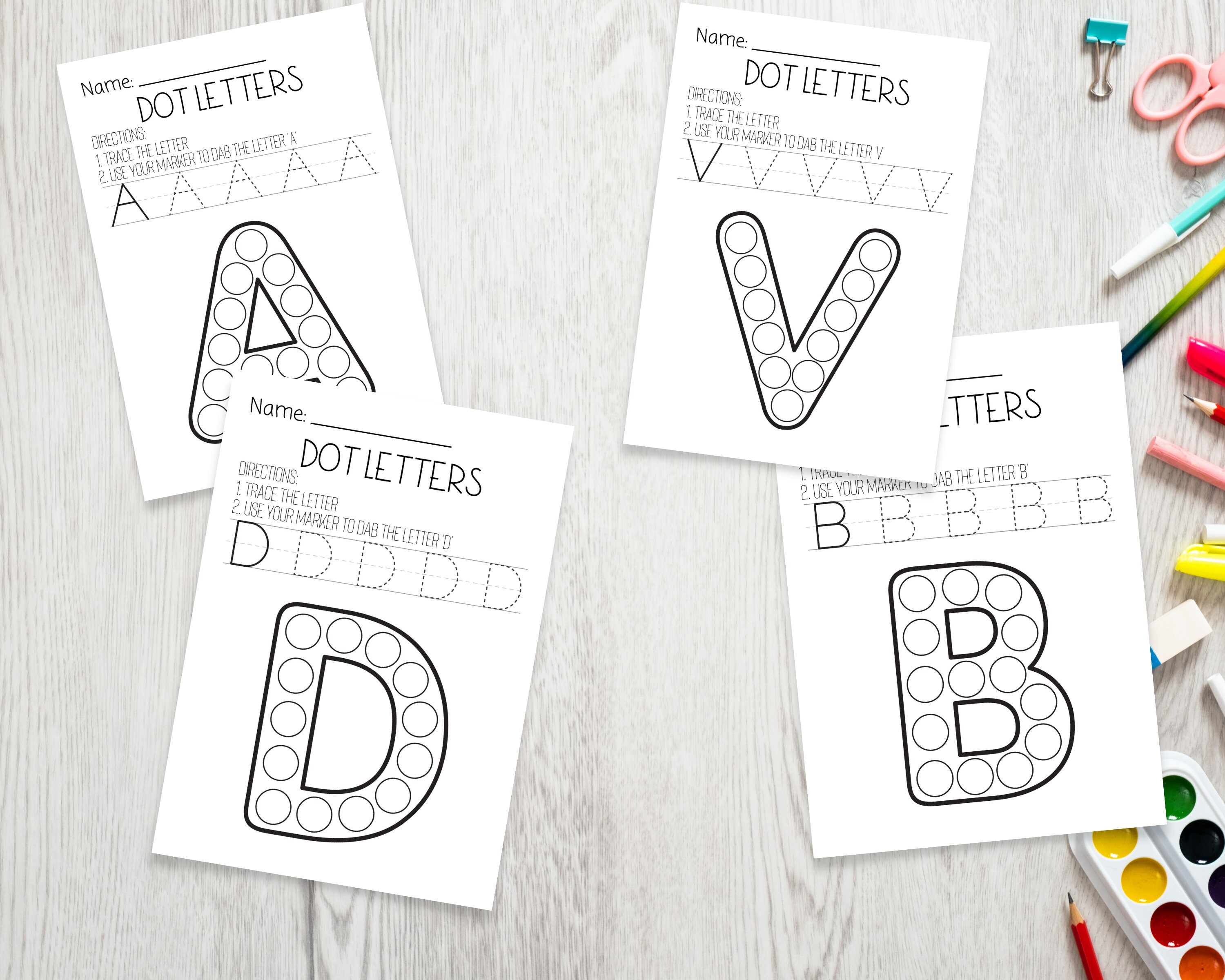 Alphabet Dot Art Worksheets: Handwriting Practice (digital Download) - Etsy