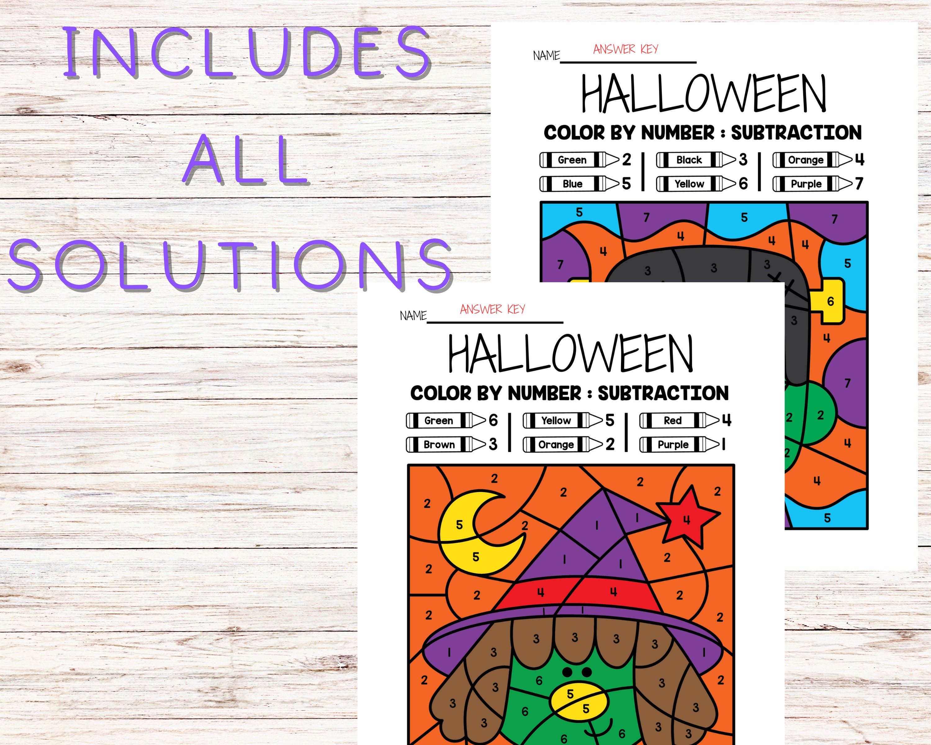Halloween Math Worksheets for Kids | Color by Number Addition ...