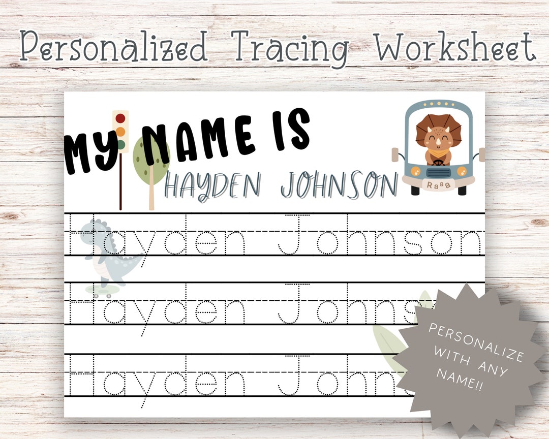 Dinosaur Custom Name Tracing Worksheet | Kindergarten Name Practice ...