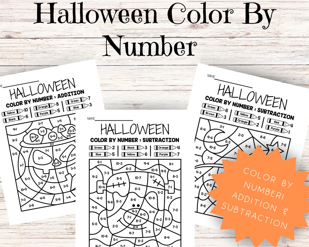 Halloween Math Worksheets for Kids | Color by Number Addition ...