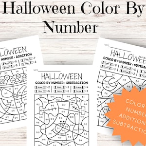Halloween Math Worksheets for Kids | Color by Number Addition ...