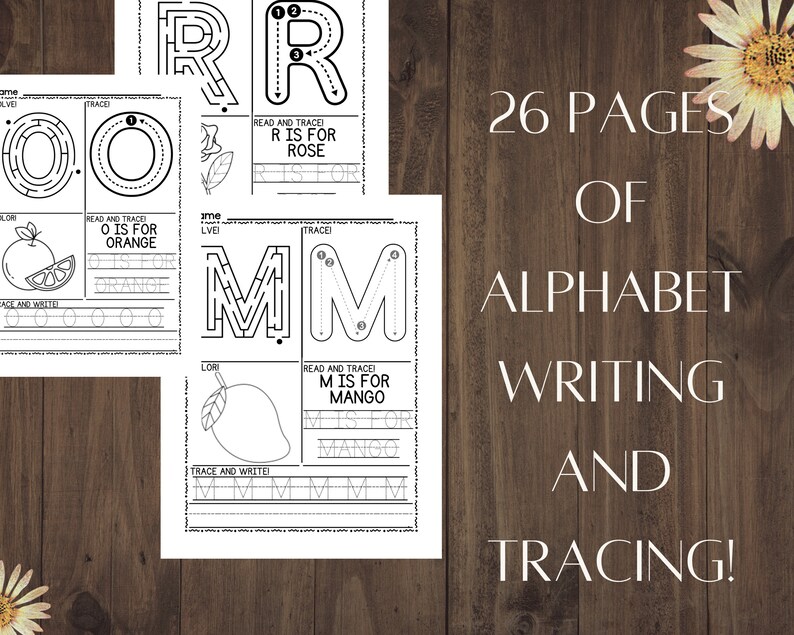 Alphabet Tracing Worksheets Homeschool Printables Kindergarten Bundle ...