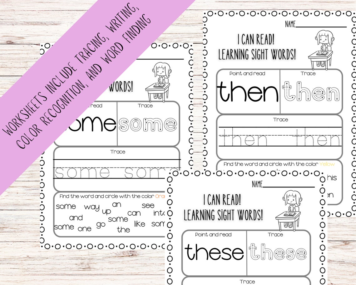 Sight Words Worksheets Kindergarten First Grade Writing Spelling ...