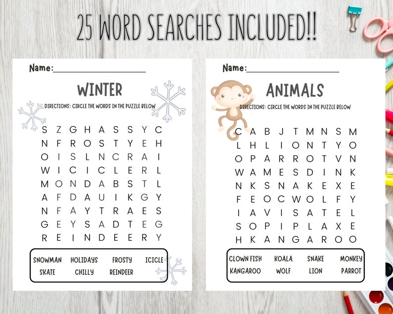 Word Search Worksheets for Kids | Grades 1–4 Printable Puzzles ...