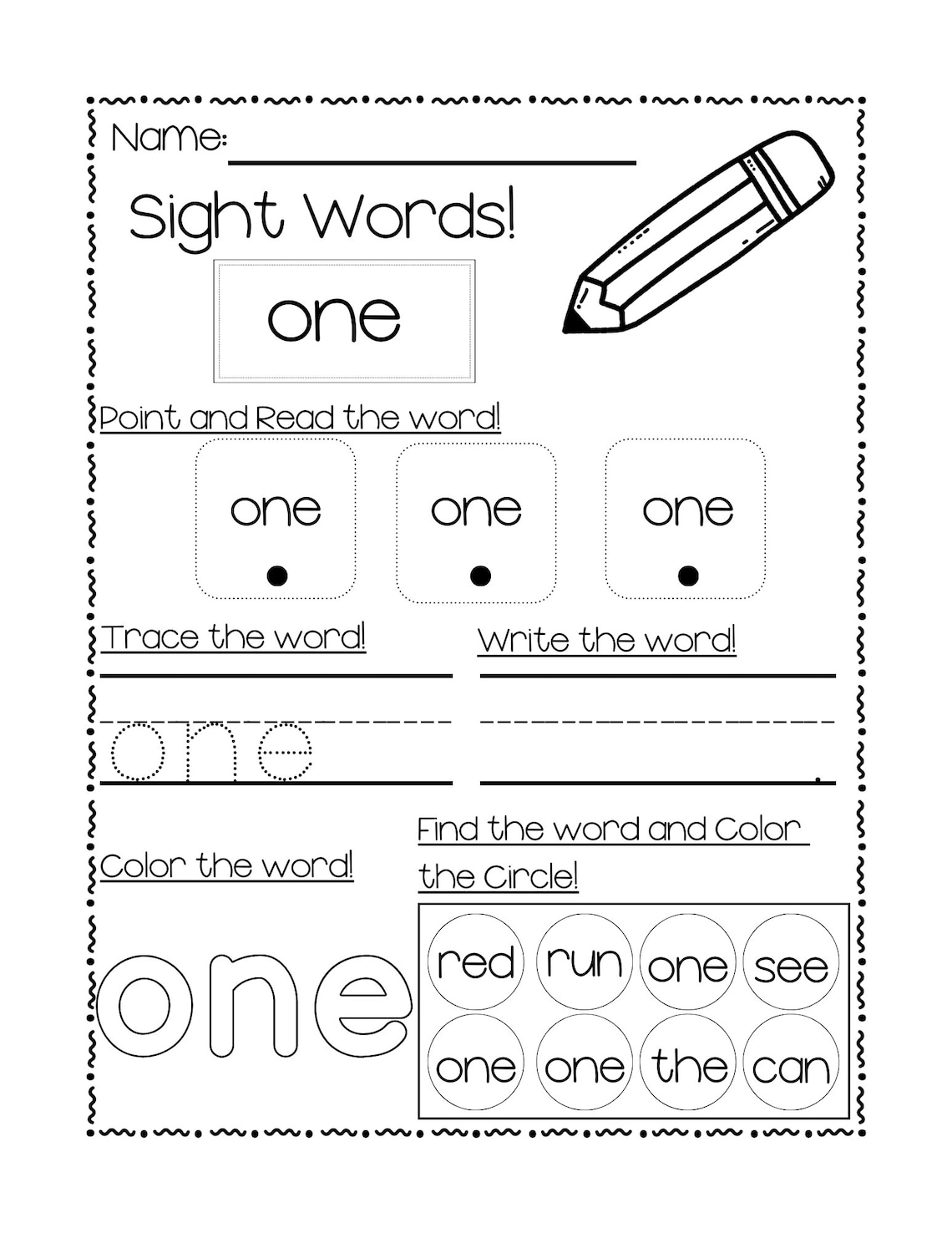 40 Sight Words Printable Worksheets Dolch Pre Primer Words - Etsy