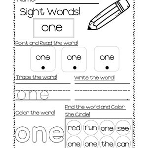 40 Sight Words Printable Worksheets Dolch Pre Primer Words Preschool ...