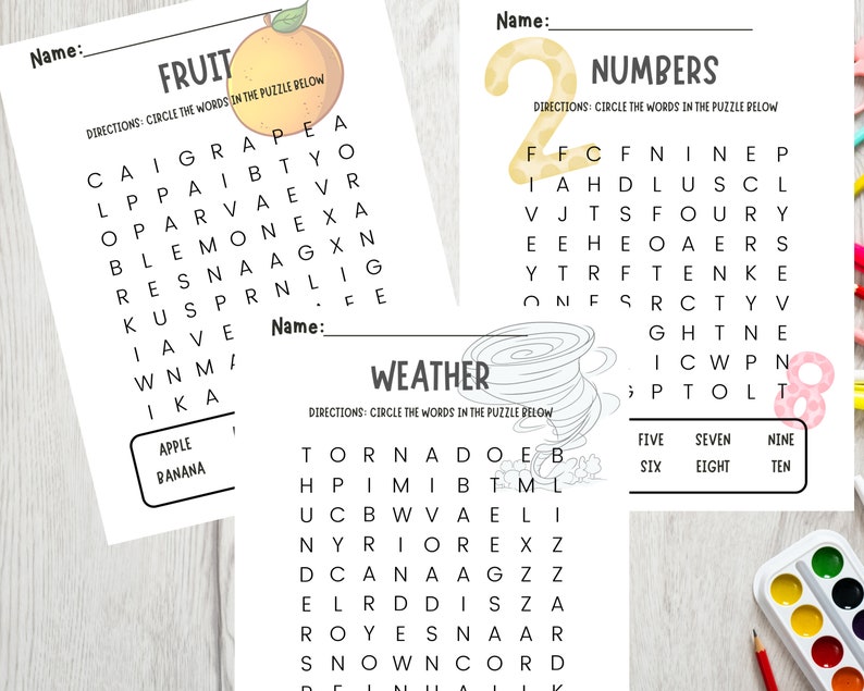 Word Search Worksheets for Kids | Grades 1–4 Printable Puzzles ...