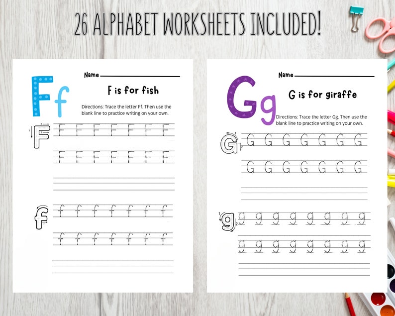 Letter Tracing Alphabet Tracing Worksheet Printable Pre-k Kindergarten ...