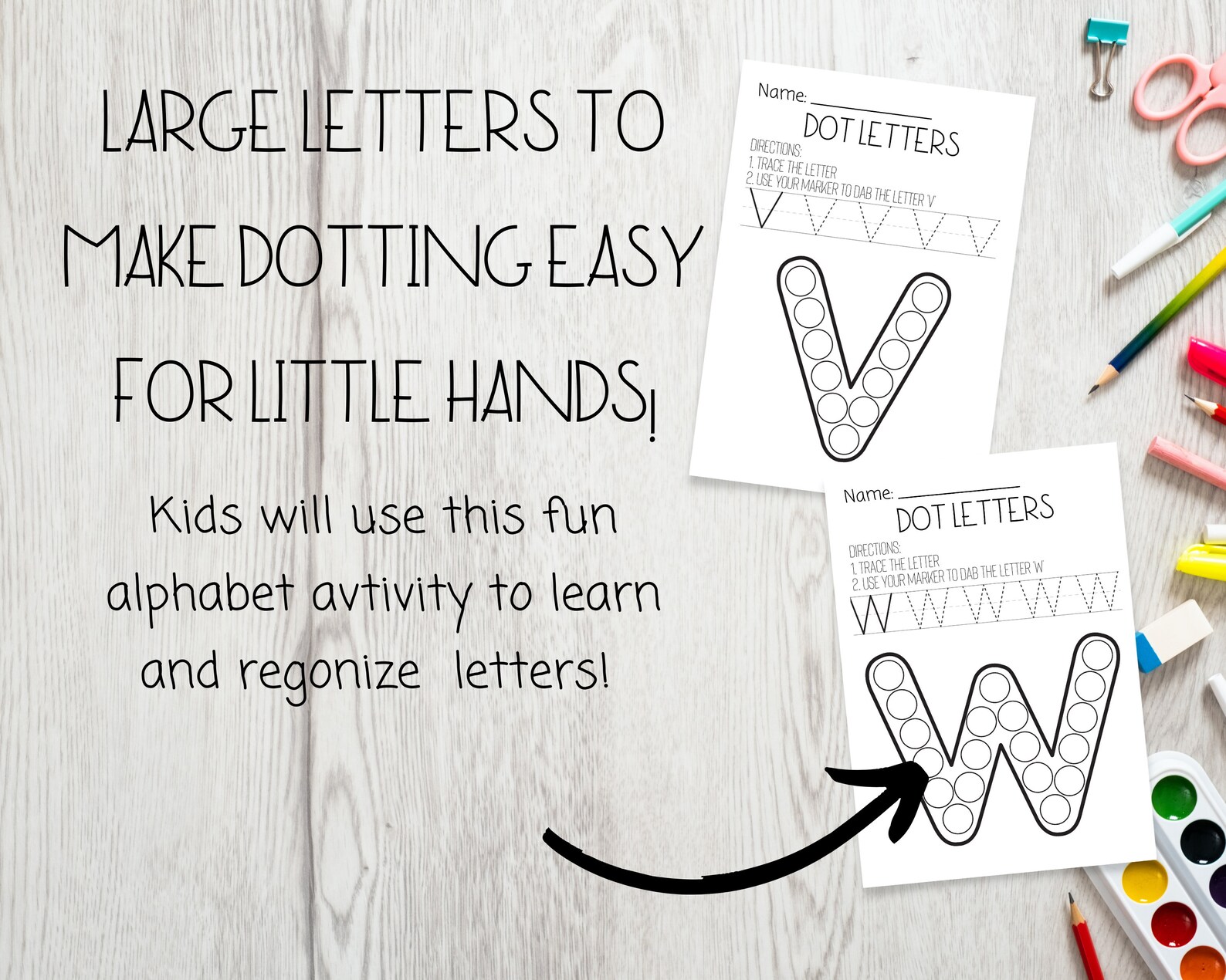 Alphabet Dot Art Worksheets: Handwriting Practice (digital Download) - Etsy
