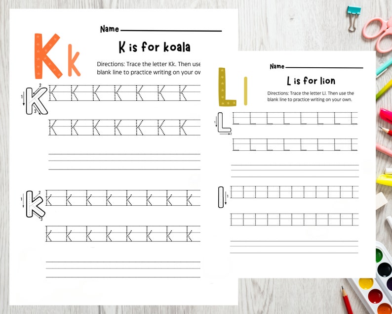 Letter Tracing Alphabet Tracing Worksheet Printable Pre-k Kindergarten ...